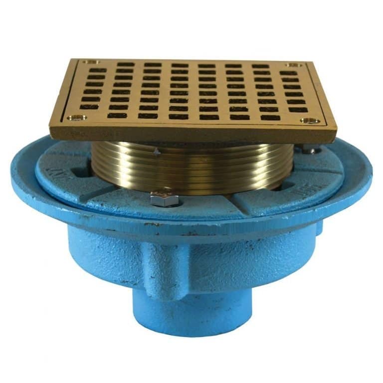 2" No Hub Code Blue Floor Drain with Pan and Square Strainer