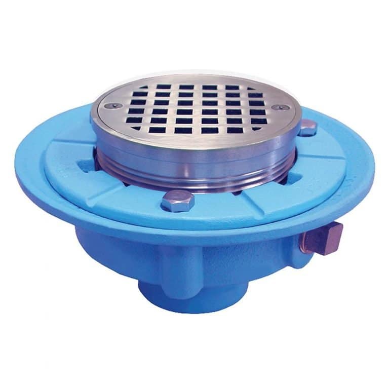 2" No Hub Code Blue Floor Drain with Pan and Square Strainer