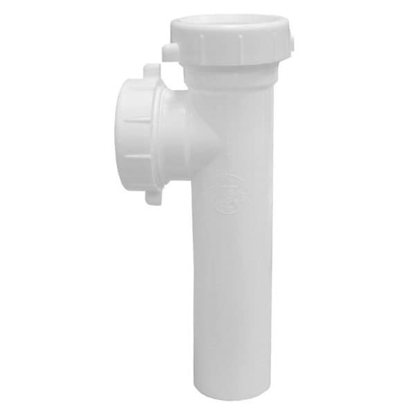 1-1/2" White Plastic Slip Joint End Outlet Tee Only with Baffle