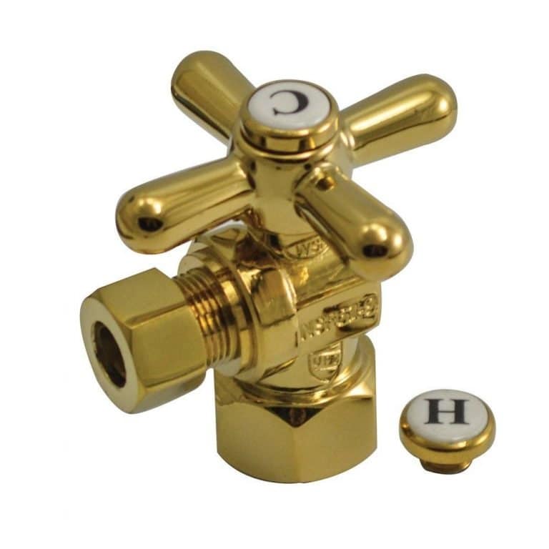Polished Brass PVD Quarter Turn Angle Stop 1/2" FIP x 3/8" OD